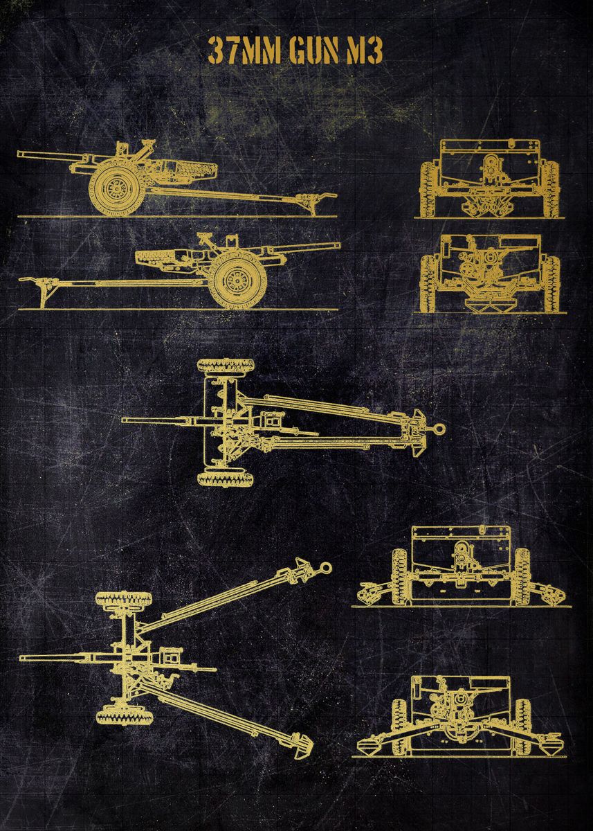 '37mm gun m3' Poster, picture, metal print, paint by MAXART DESIGN ...