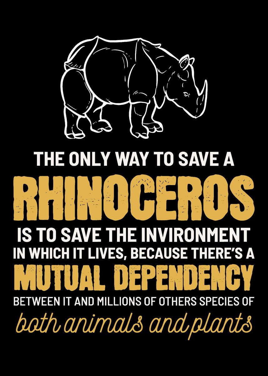 'Save Wildlife Rhino Animal' Poster, picture, metal print, paint by ...