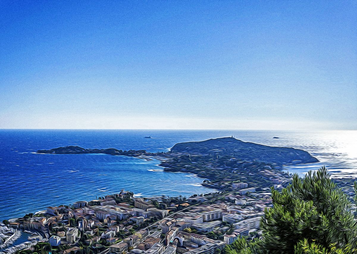 'Seacoast of Cap Ferrat' Poster by Sergio Pazzano | Displate