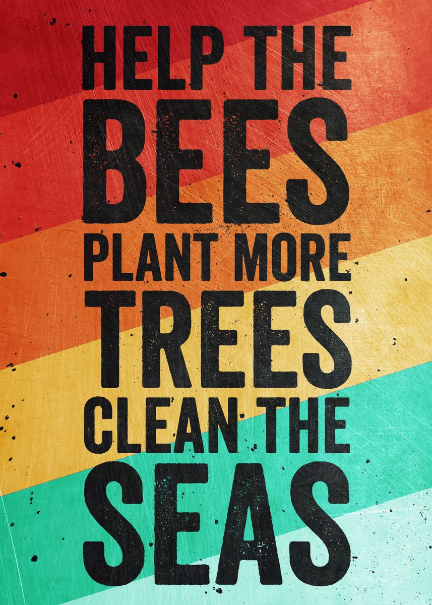 'Help The Bees Vintage' Poster, picture, metal print, paint by ...