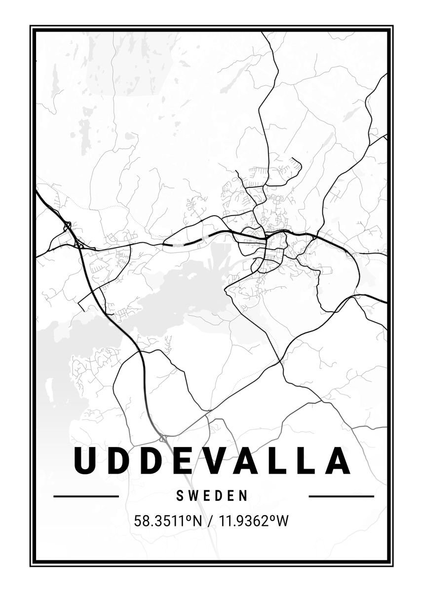 'Uddevalla Light City Map' Poster, picture, metal print, paint by Tien ...