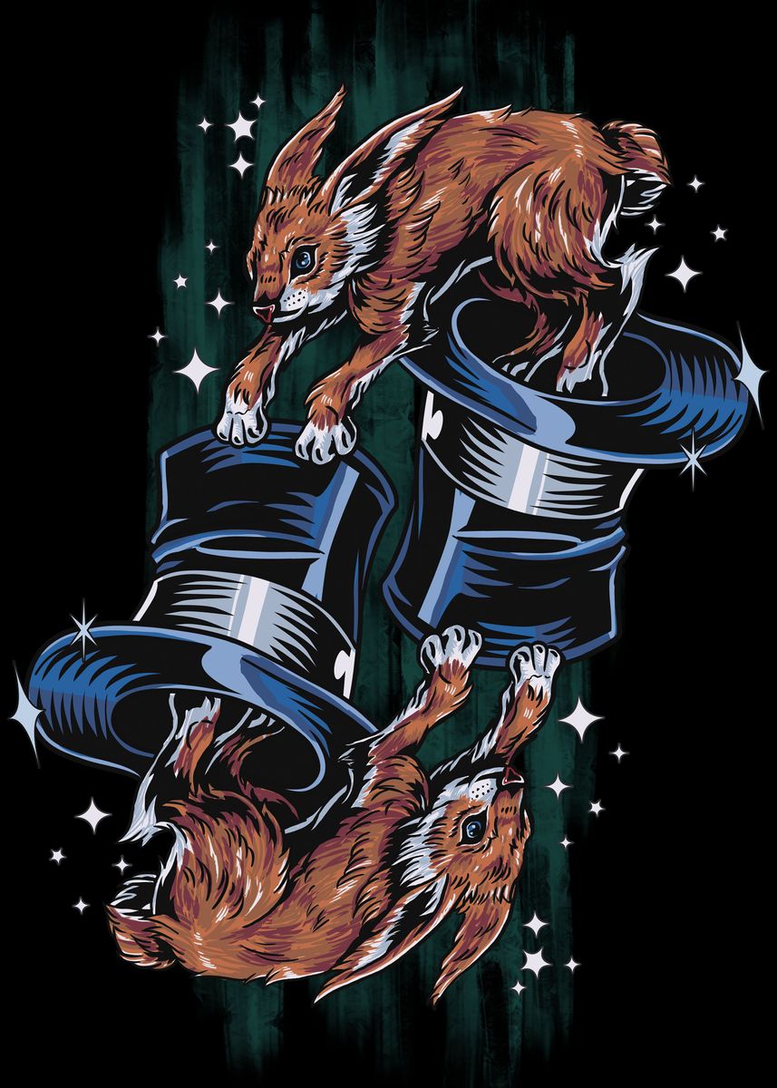 'black magic rabbit hat' Poster, picture, metal print, paint by Dario ...