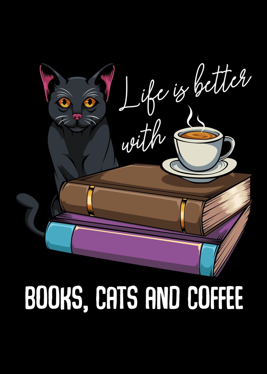 'Life Is Better With Books ' Poster, picture, metal print, paint by ...