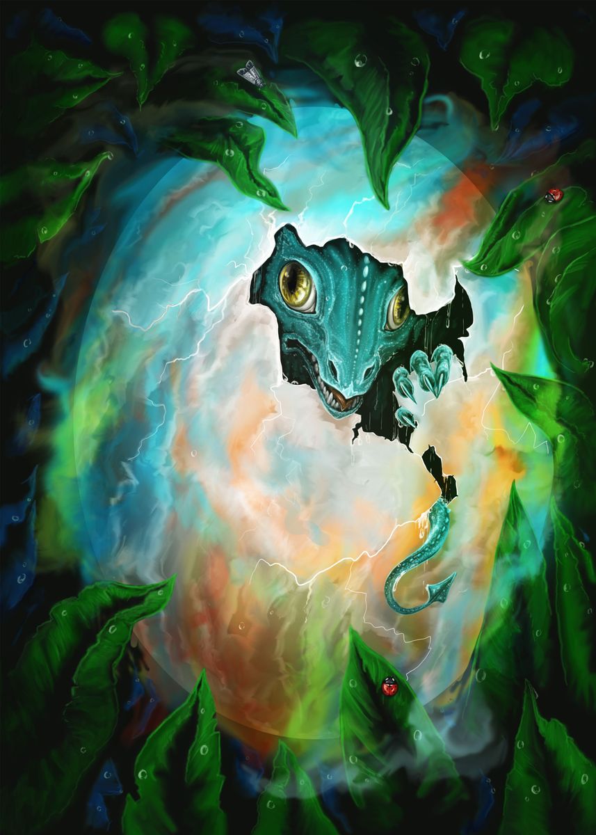 'Little Dragon' Poster, picture, metal print, paint by Michaela Spatz ...