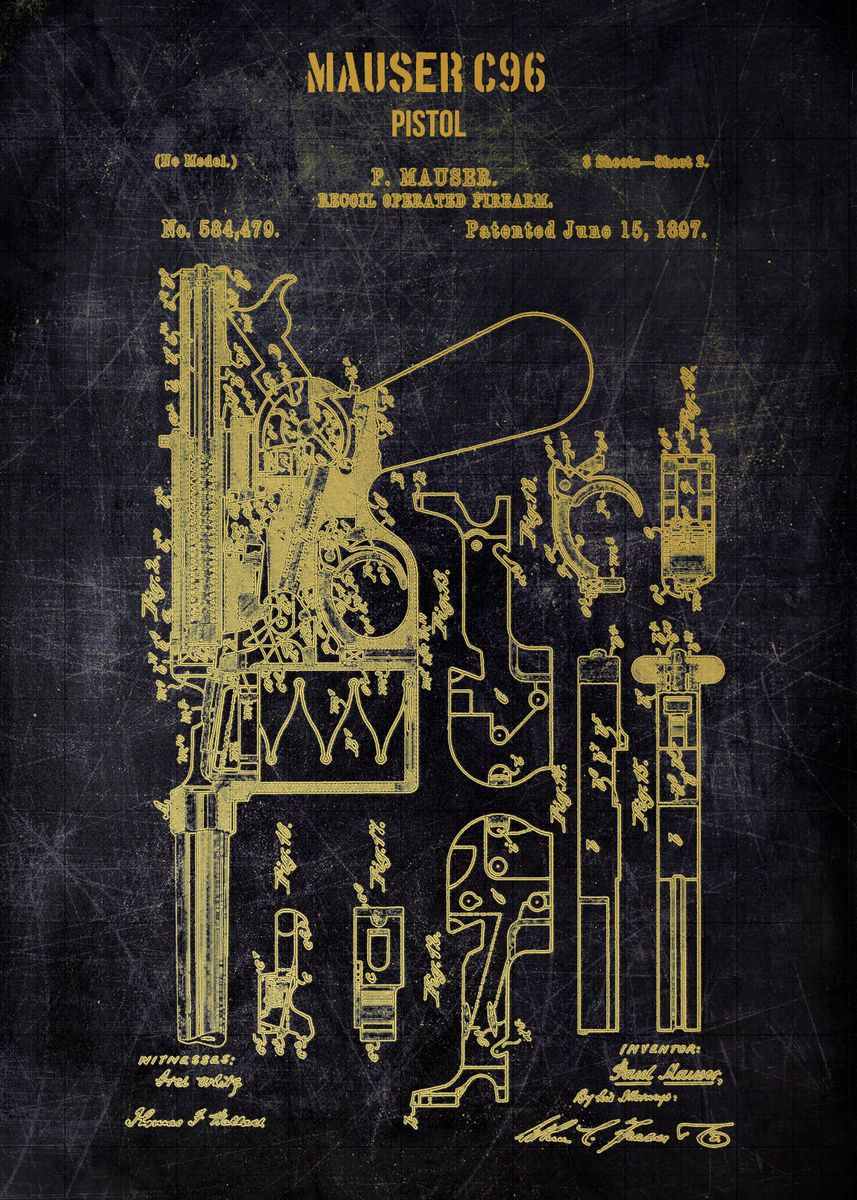 'mauser c96' Poster, picture, metal print, paint by MAXART DESIGN ...