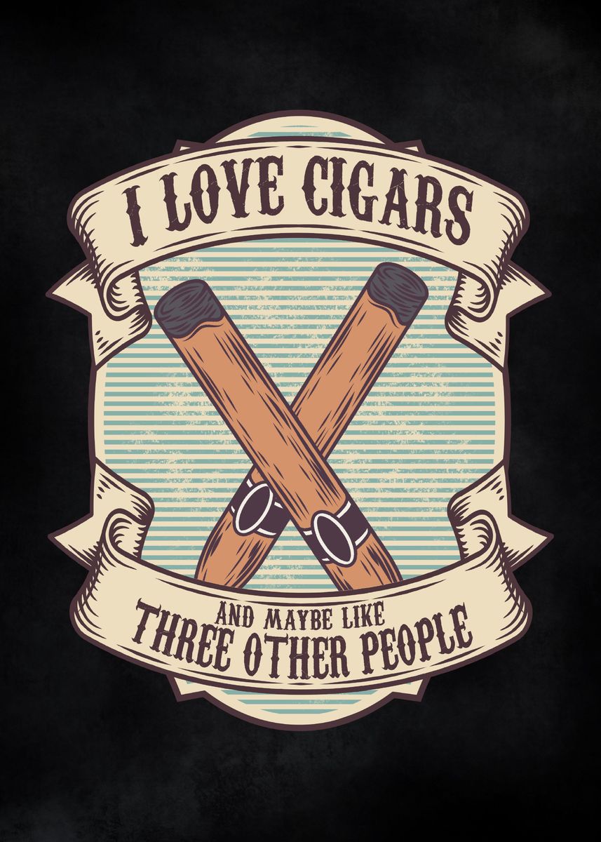 'Funny Cigar Smoking Pun' Poster, picture, metal print, paint by Biglui ...
