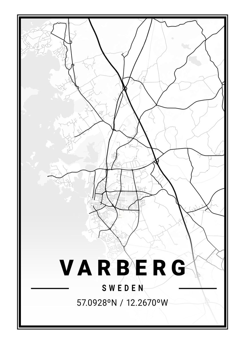 'Varberg Light City Map' Poster by Tien Stencil | Displate