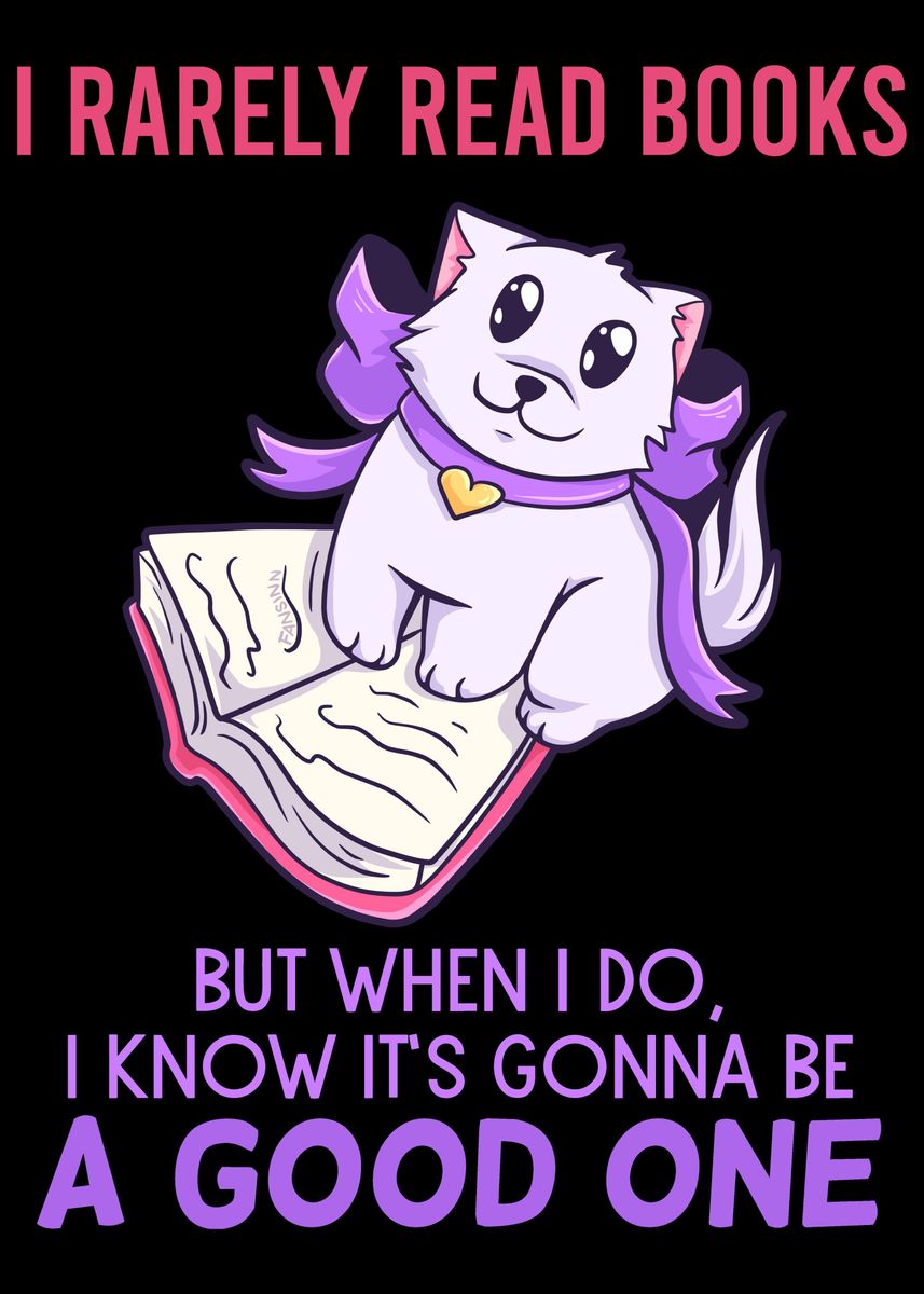 'Cat Book One More Chapter ' Poster, picture, metal print, paint by ...