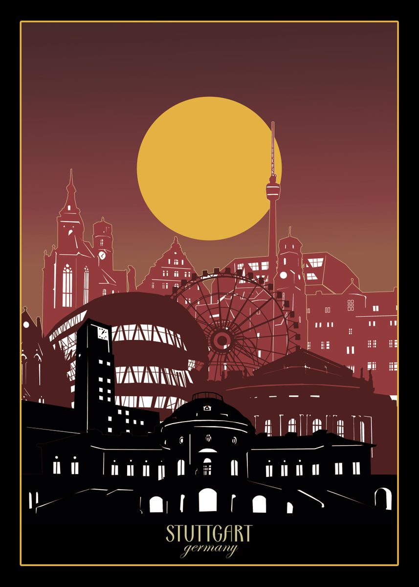 'stuttgart city minimal 3' Poster, picture, metal print, paint by Bekim ...