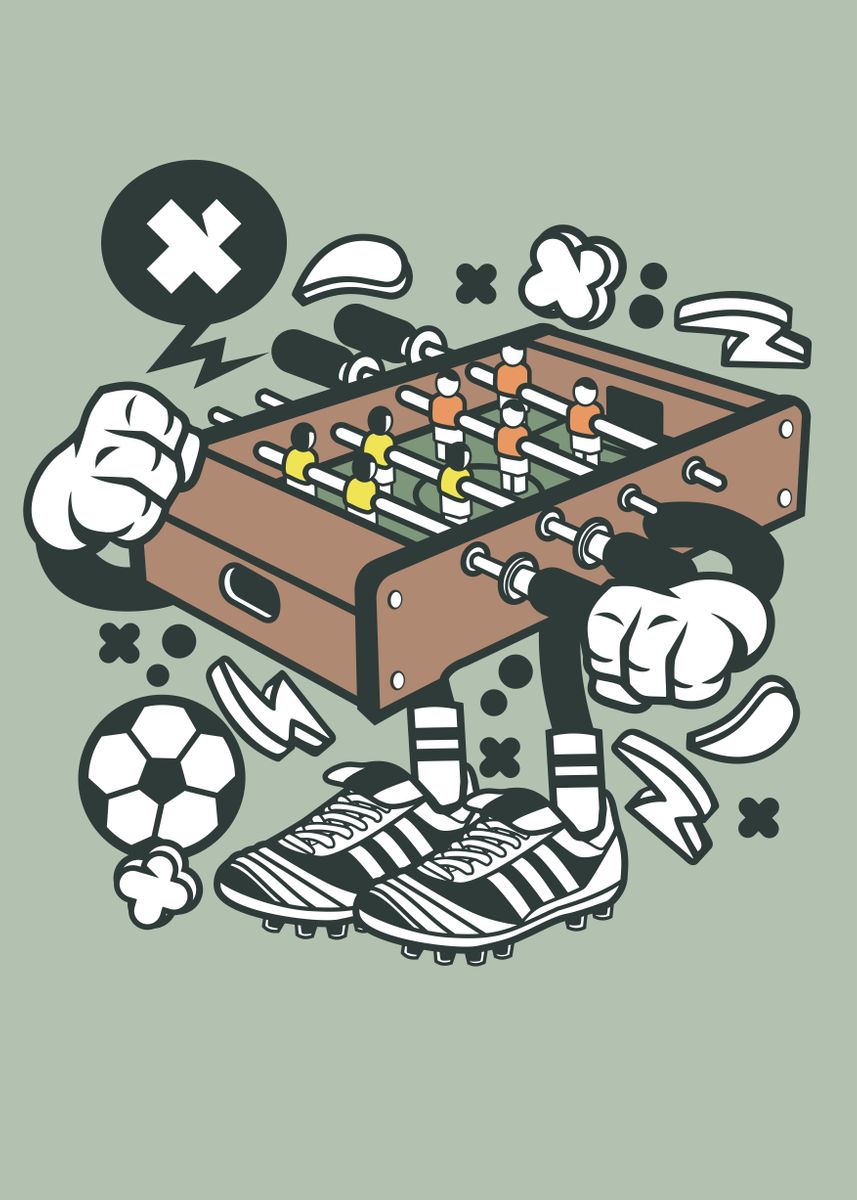'Cartoon Foosball ' Poster, picture, metal print, paint by Chris ...