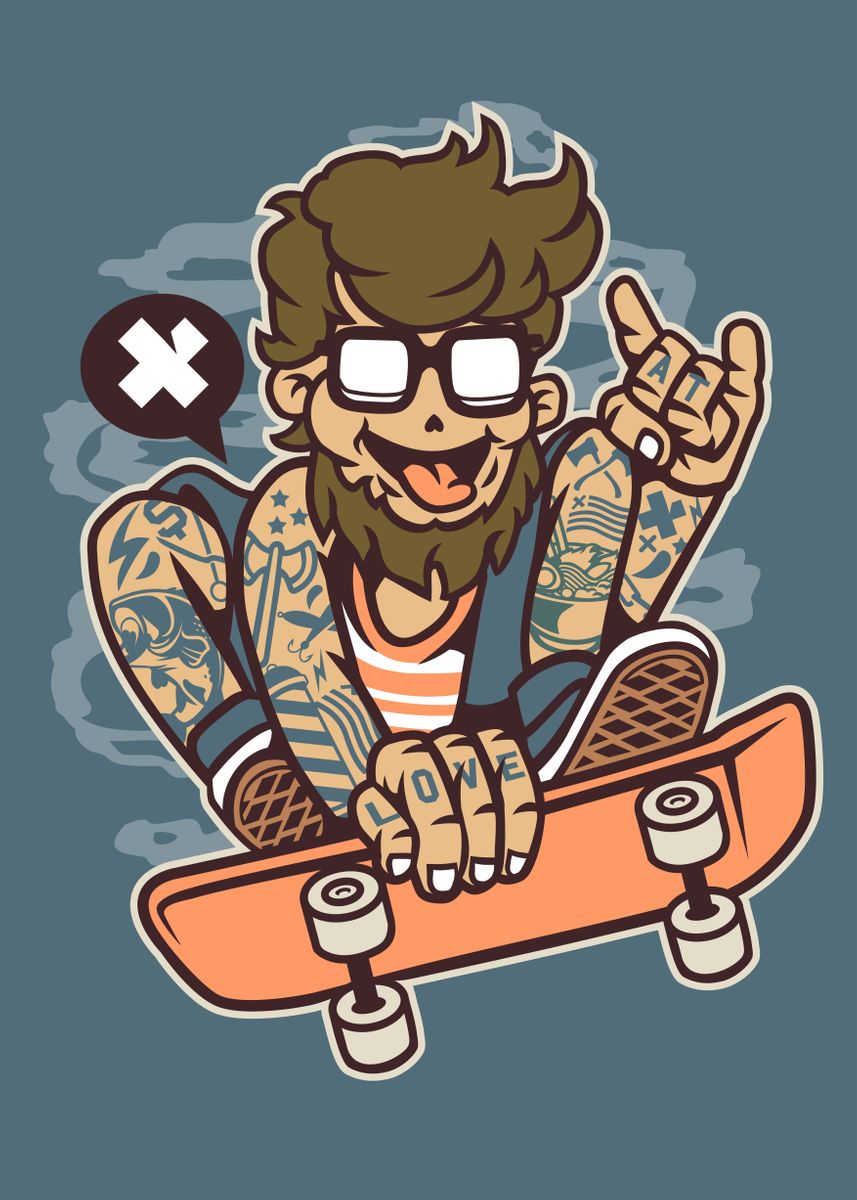 'Radical Dude' Poster, picture, metal print, paint by Chris Simmons ...