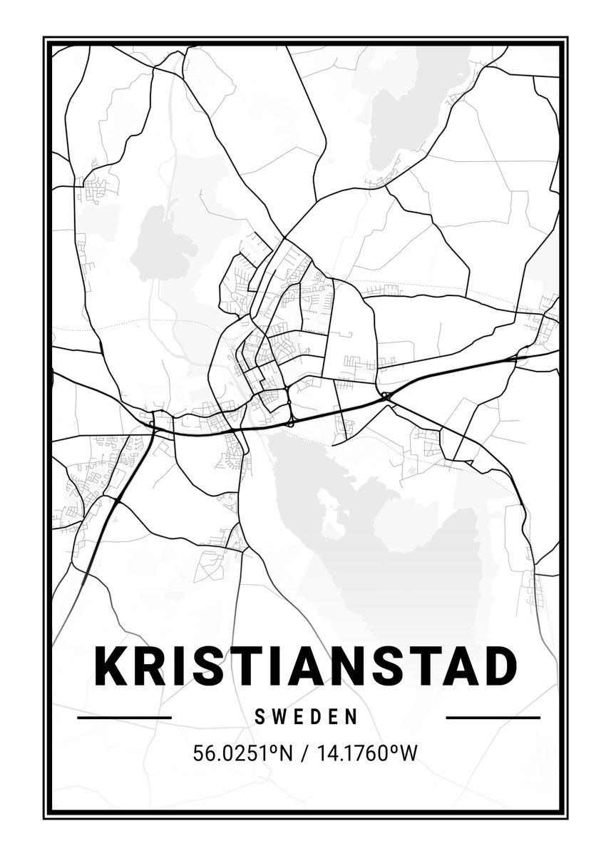 'Kristianstad Light Map' Poster, picture, metal print, paint by Tien ...