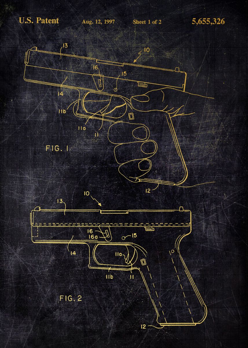 'handgun' Poster, picture, metal print, paint by MAXART DESIGN | Displate