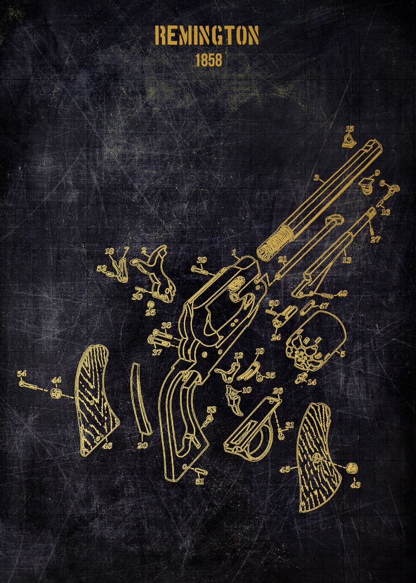'remington 1858' Poster, picture, metal print, paint by MAXART DESIGN ...