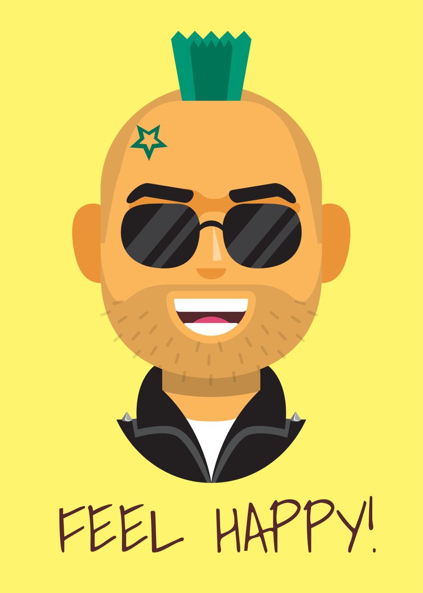 'Happy punk man' Poster, picture, metal print, paint by Max Francioli ...