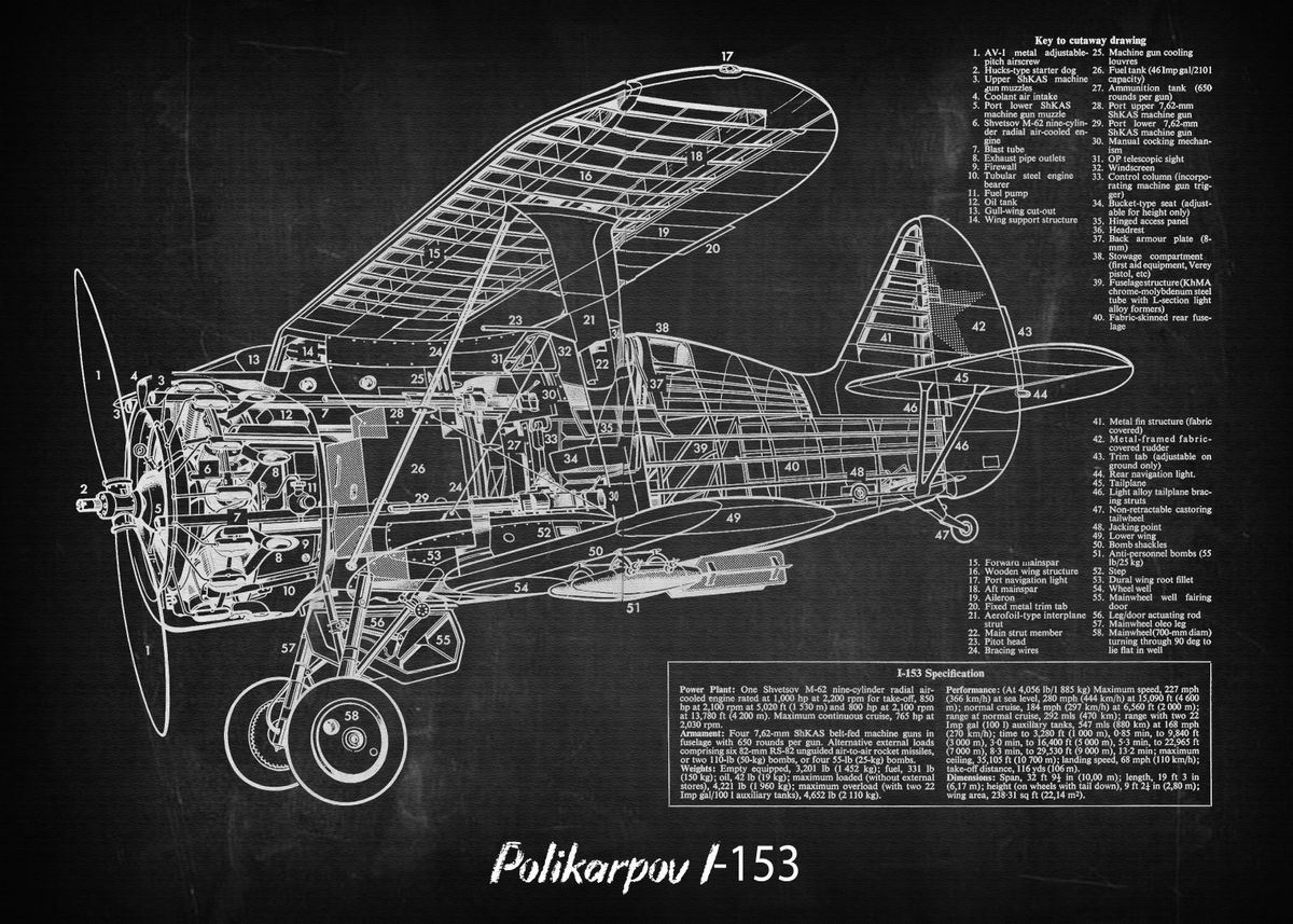 'Polikarpov I153' Poster by MICHAEL BRUNS PLATES | Displate