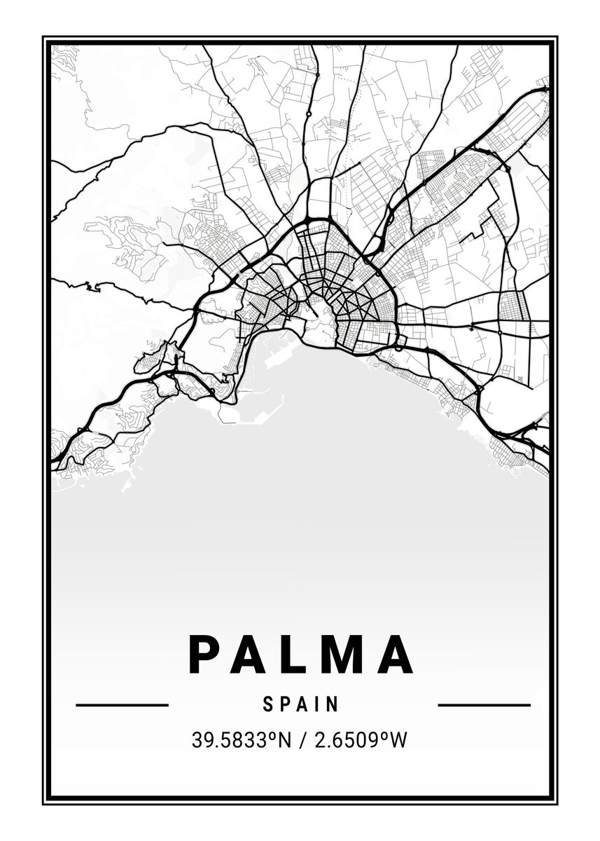 'Palma Light City Map' Poster by Tien Stencil | Displate