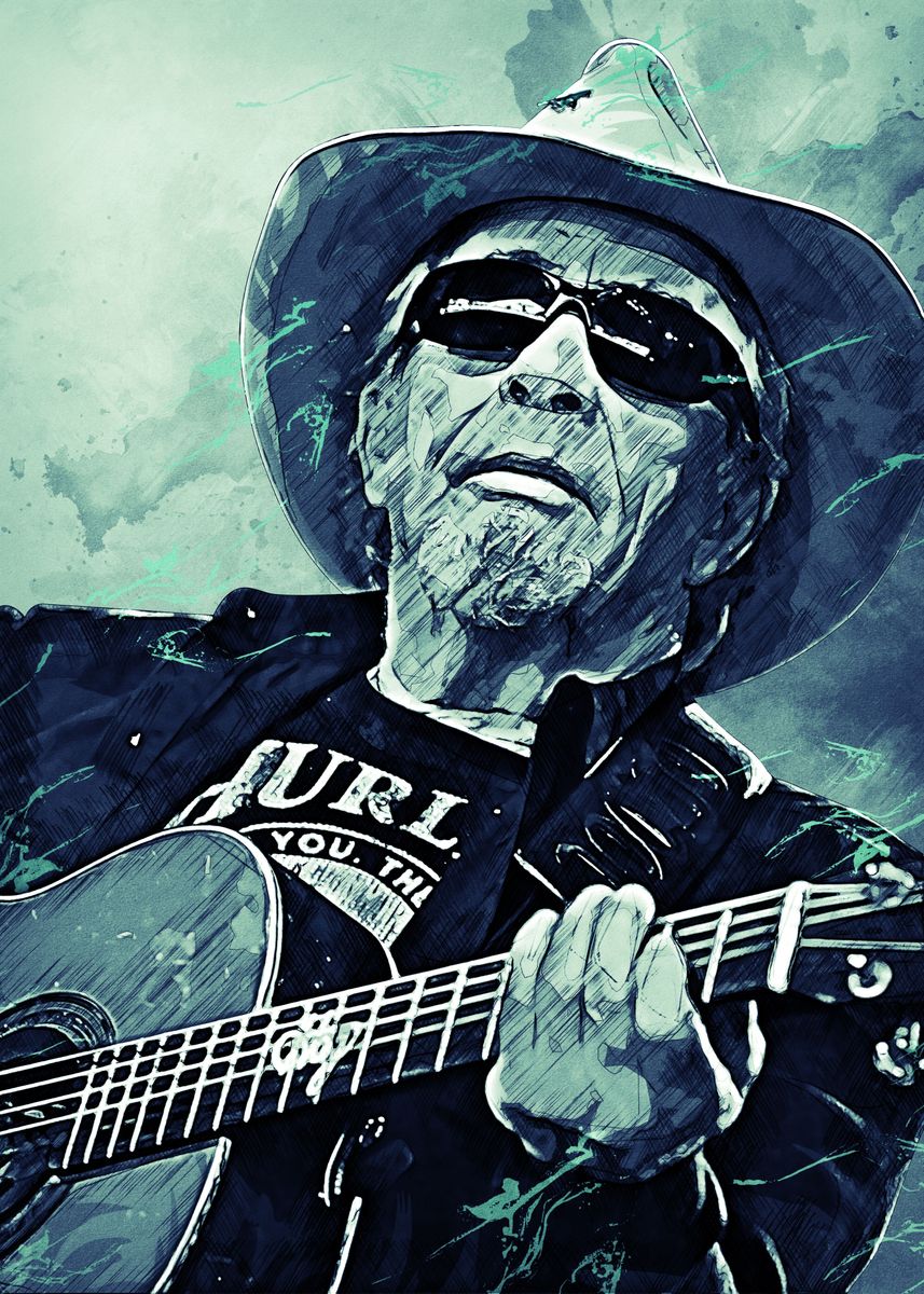 'MERLE HAGGARD II' Poster, picture, metal print, paint by MoveUp | Displate