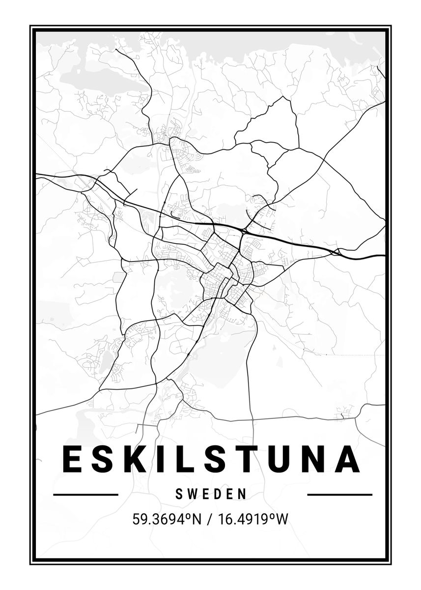 'Eskilstuna Light City Map' Poster, picture, metal print, paint by Tien ...