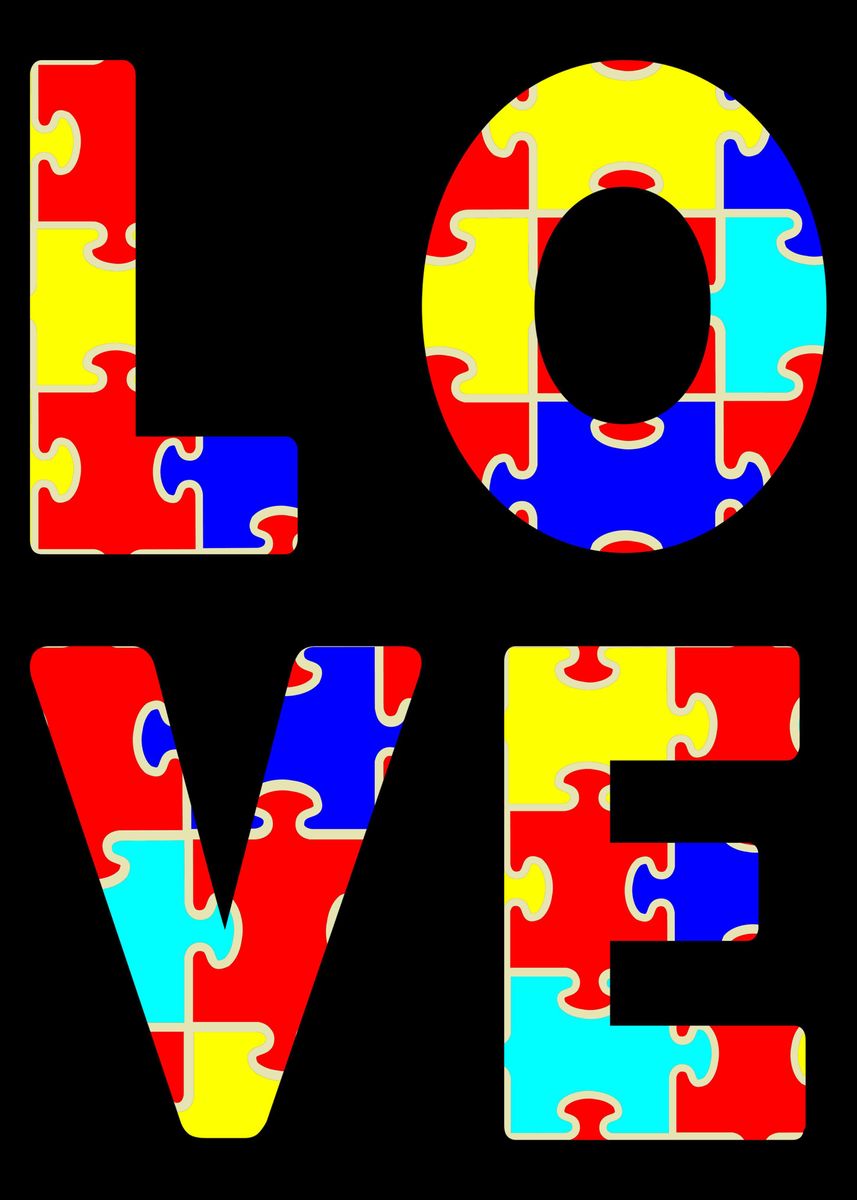 'Autism Love Support Autist' Poster, picture, metal print, paint by ...