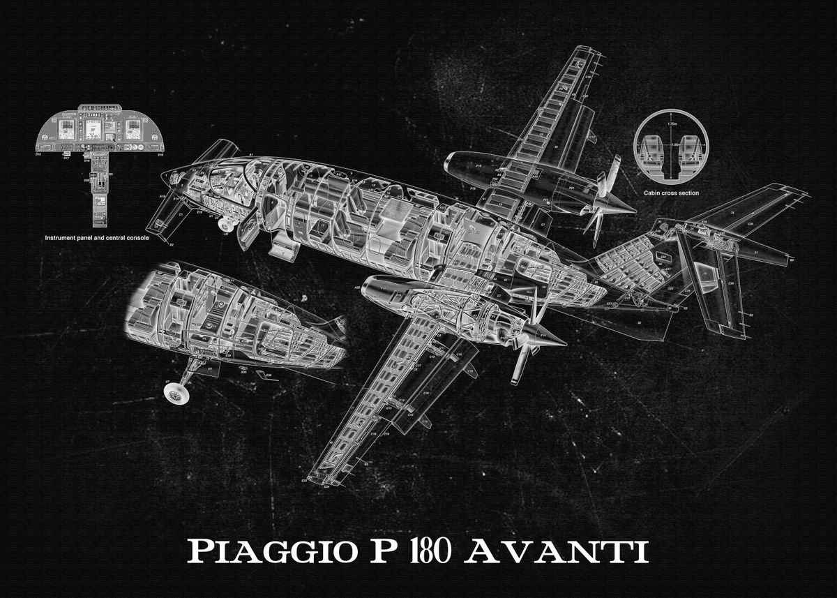 'Piaggio P 180 Avanti' Poster by JAT DESIGNS | Displate