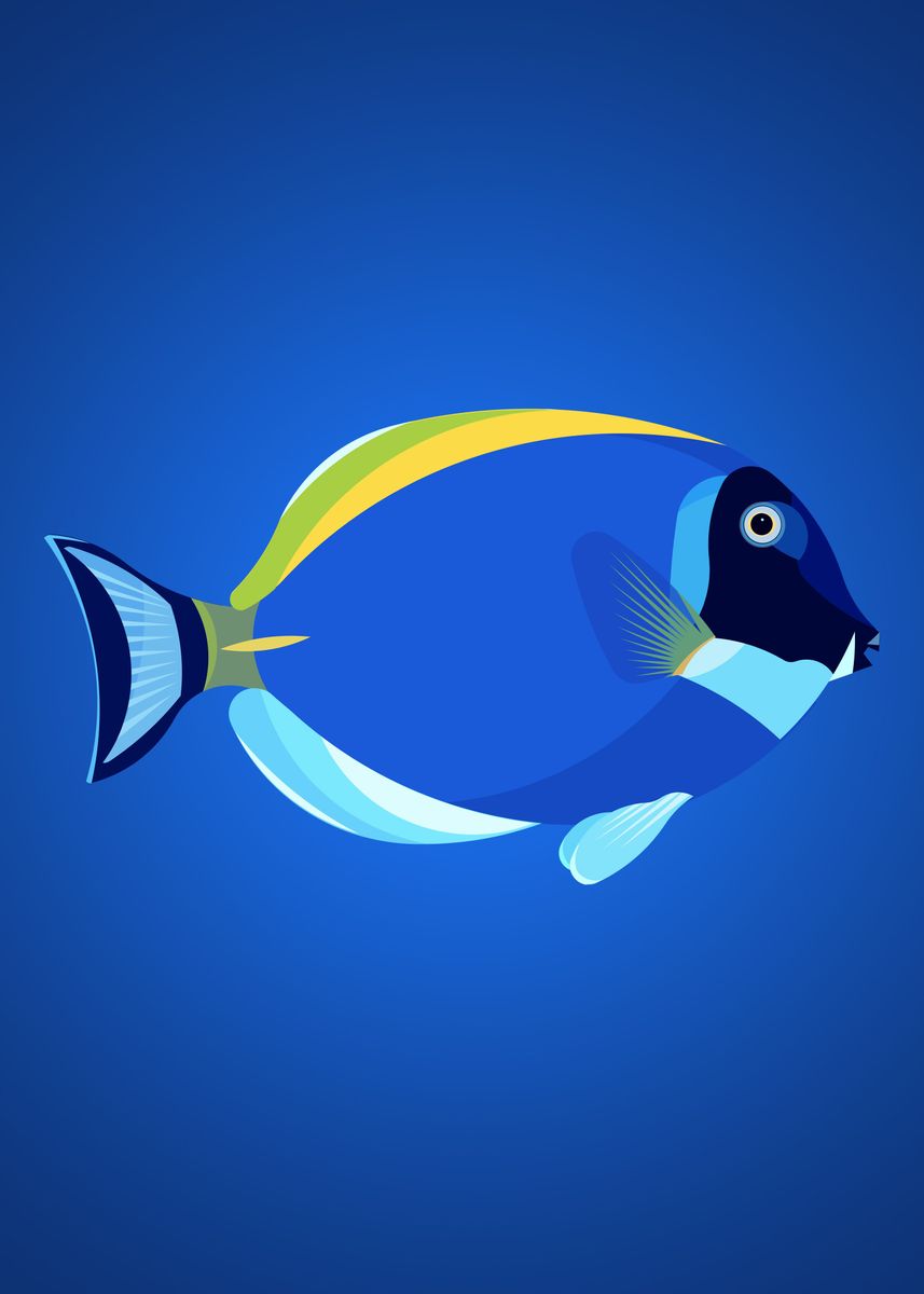'Blue Fish Illustration' Poster, picture, metal print, paint by Fabio ...