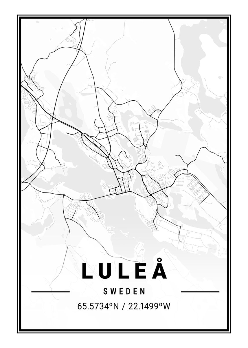 'Lulea Light City Map' Poster, picture, metal print, paint by Tien ...