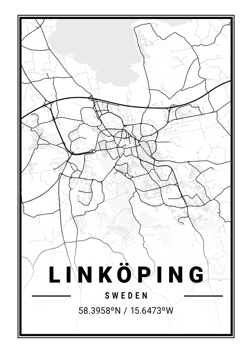 'Linkoping Light City Map' Poster, picture, metal print, paint by Tien ...
