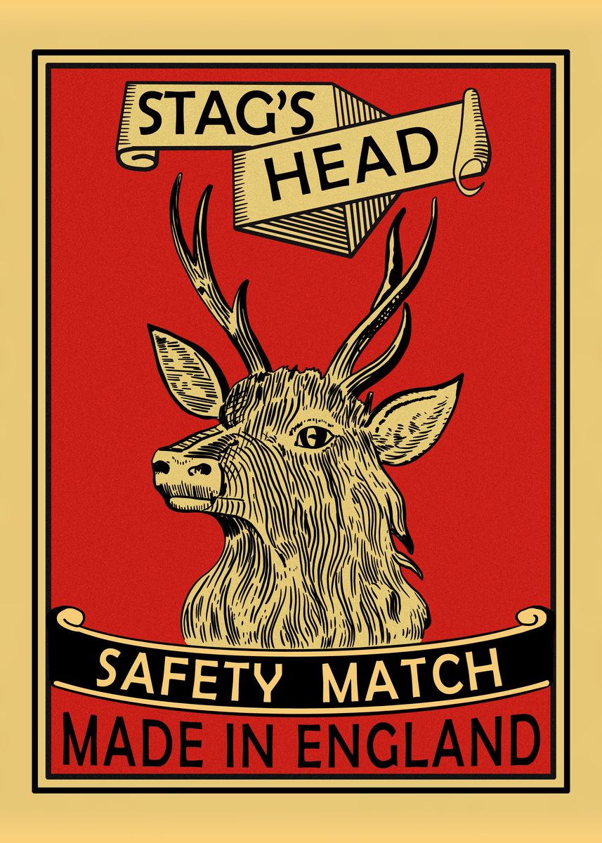 'The Vintage Stags Head' Poster, picture, metal print, paint by ...