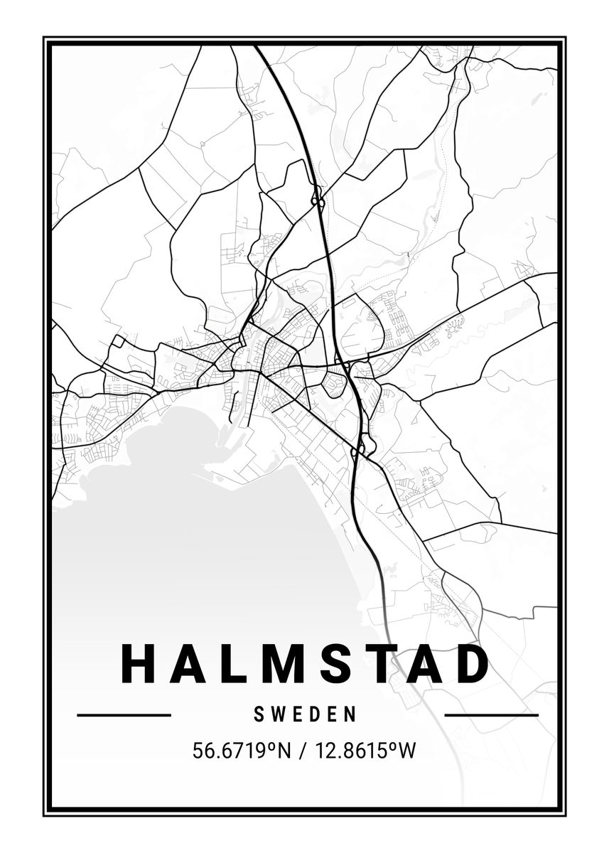 'Halmstad Light City Map' Poster by Tien Stencil | Displate