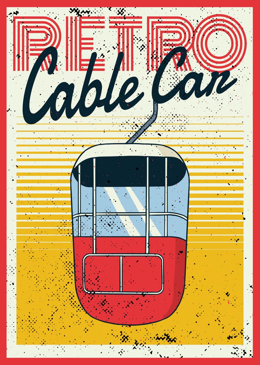 'Retro Cable Car' Poster, picture, metal print, paint by StefanART ...