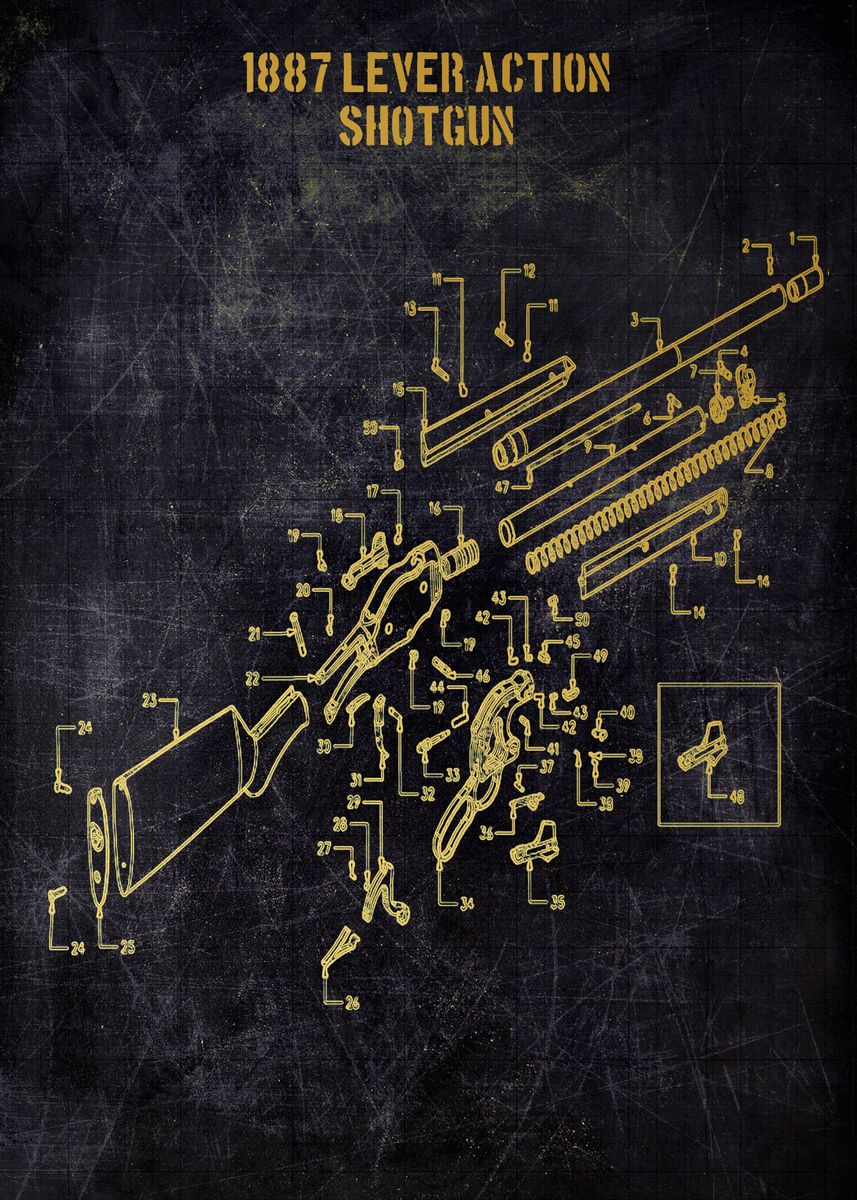 '1887 lever action' Poster, picture, metal print, paint by MAXART ...