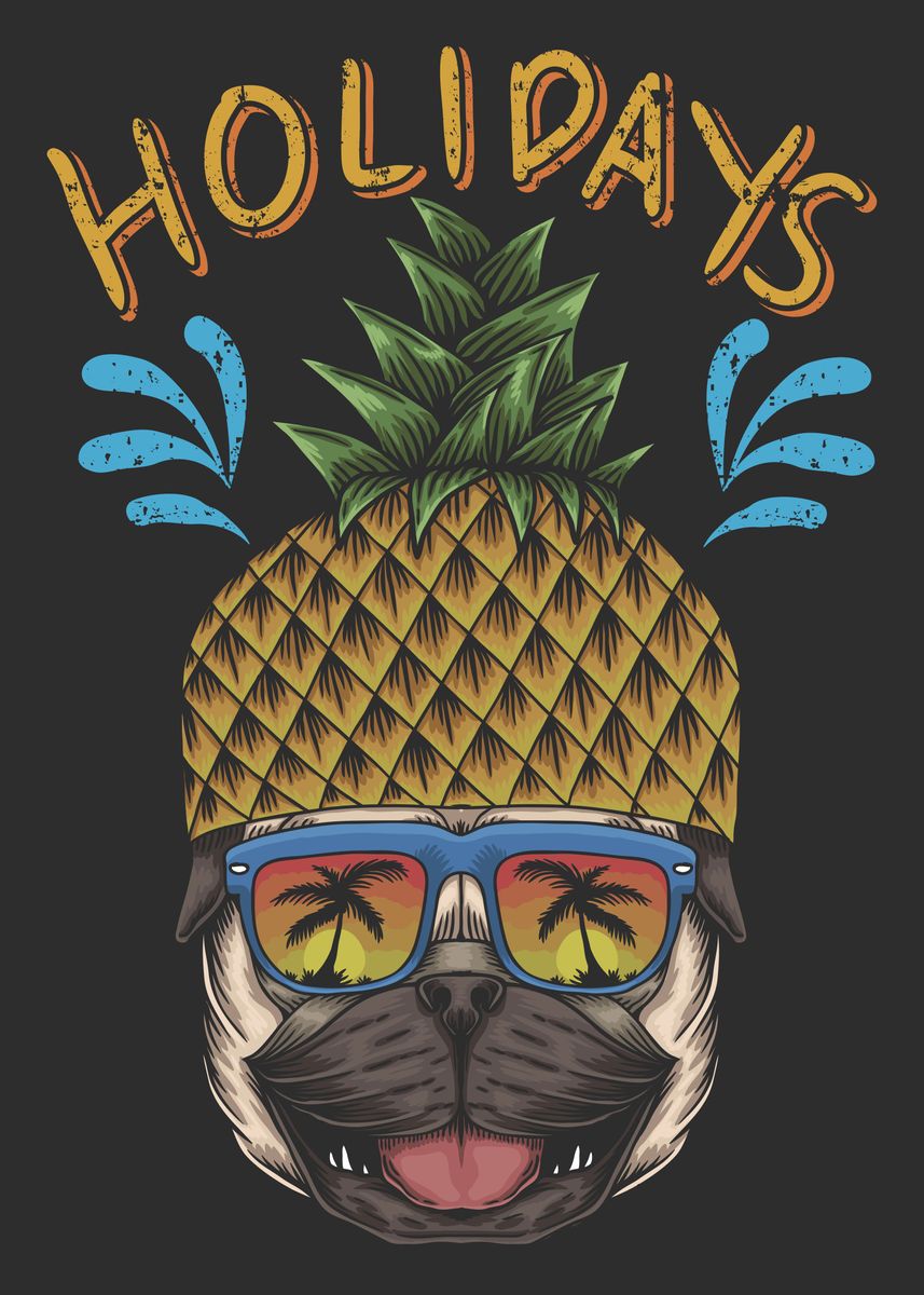 'Funny Pineapple Pug Dog' Poster by Max Ronn | Displate