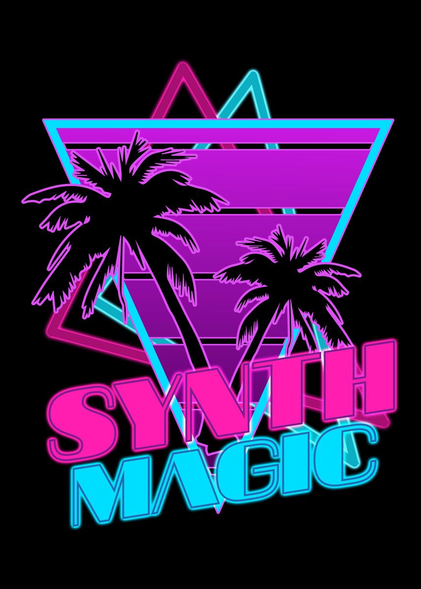 'Vaporwave Synthwave Magic' Poster, picture, metal print, paint by ...