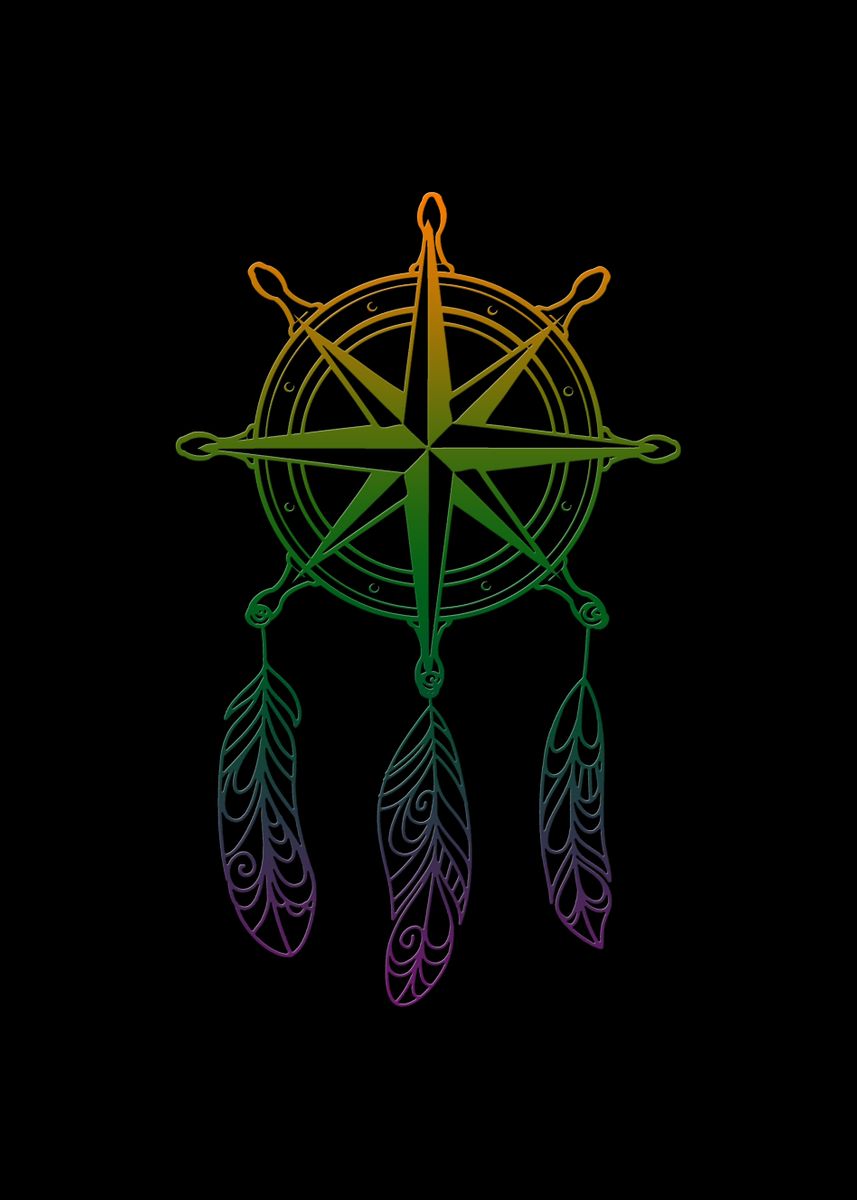 'Compass Dream Catcher' Poster, picture, metal print, paint by Norden ...