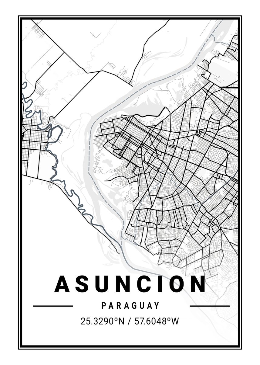 'Asuncion Light City Map' Poster by Tien Stencil | Displate