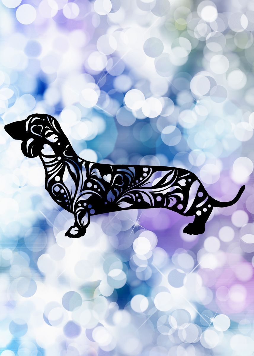 'Dachshund Mandala Glitter' Poster, picture, metal print, paint by ...