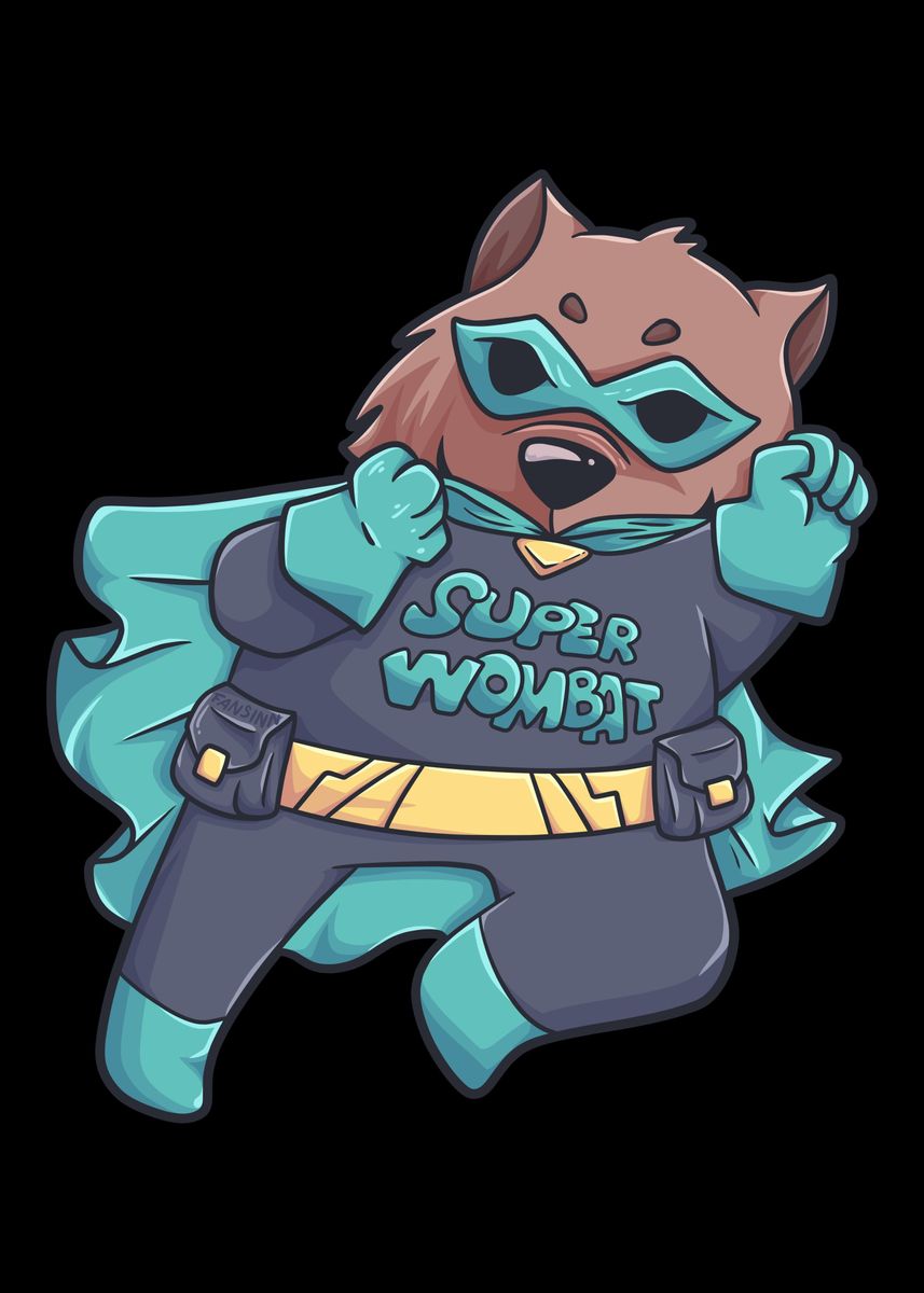 'Wombat superhero costume A' Poster, picture, metal print, paint by ...