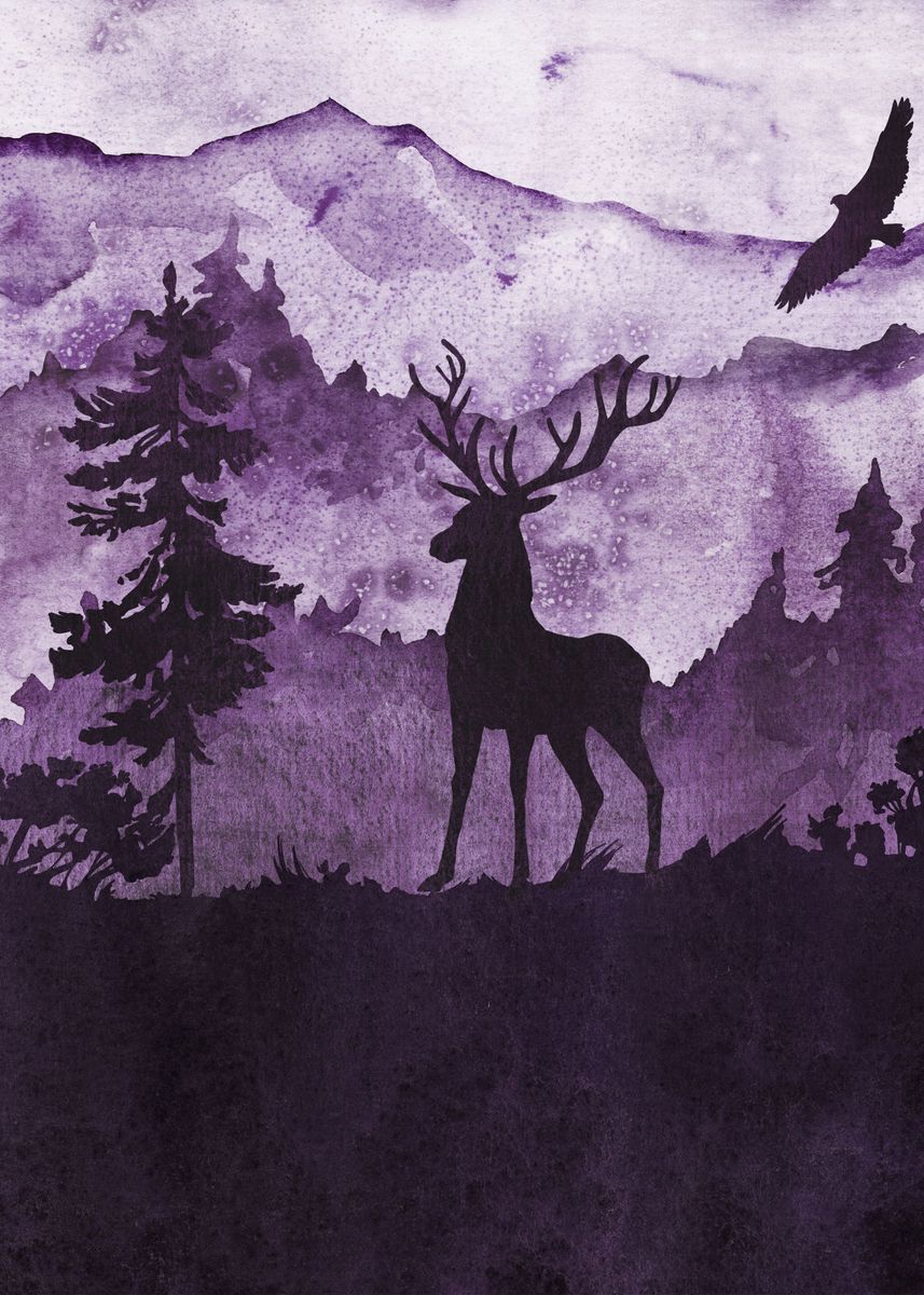 'Into Nature Wild Hert' Poster, picture, metal print, paint by Juliana ...