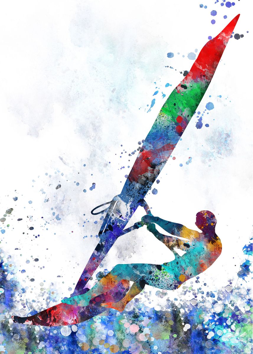 'Windsurfer ' Poster, picture, metal print, paint by RosaliasArt | Displate