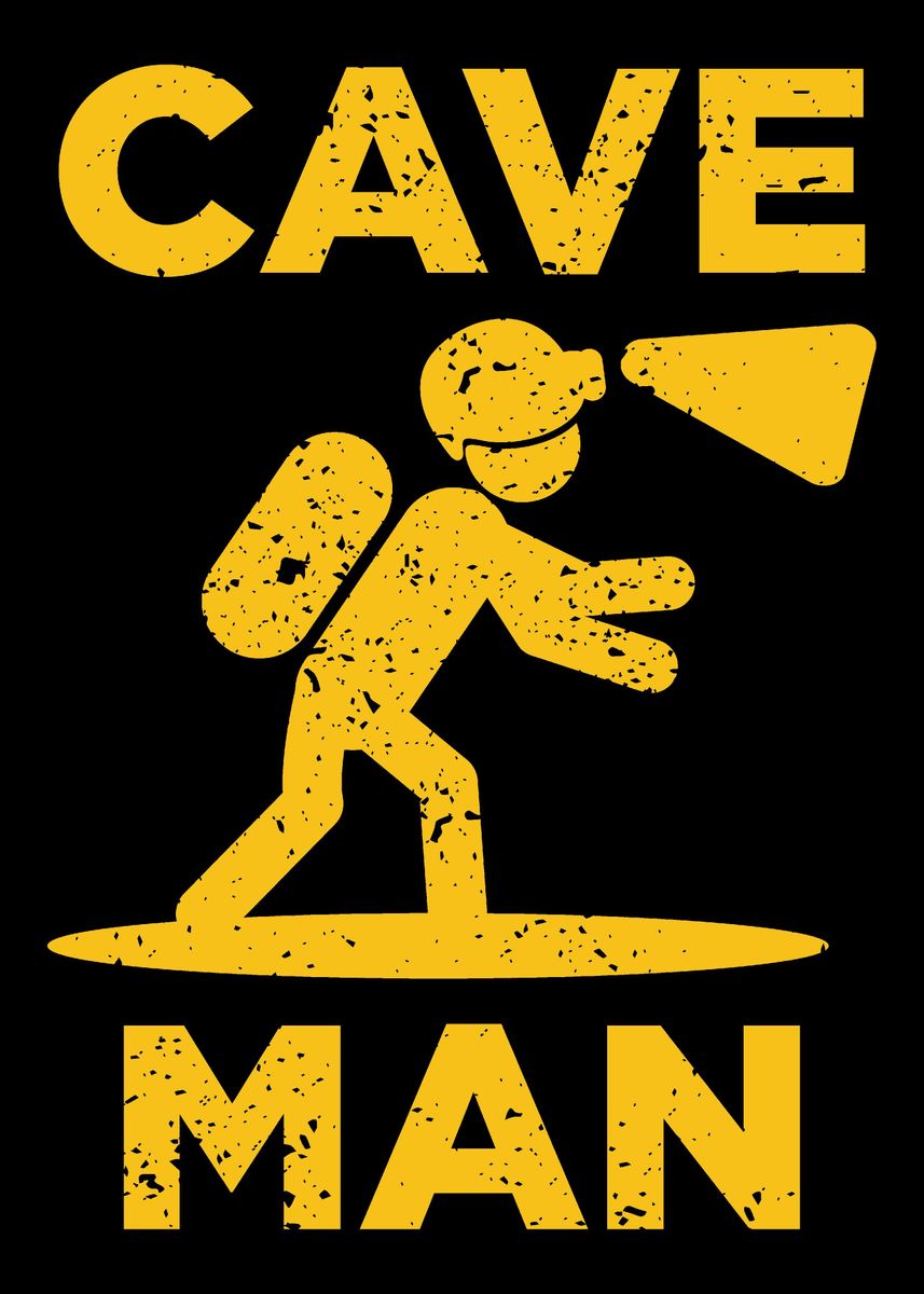 'Cave Man Cave Explorer And' Poster, picture, metal print, paint by ...