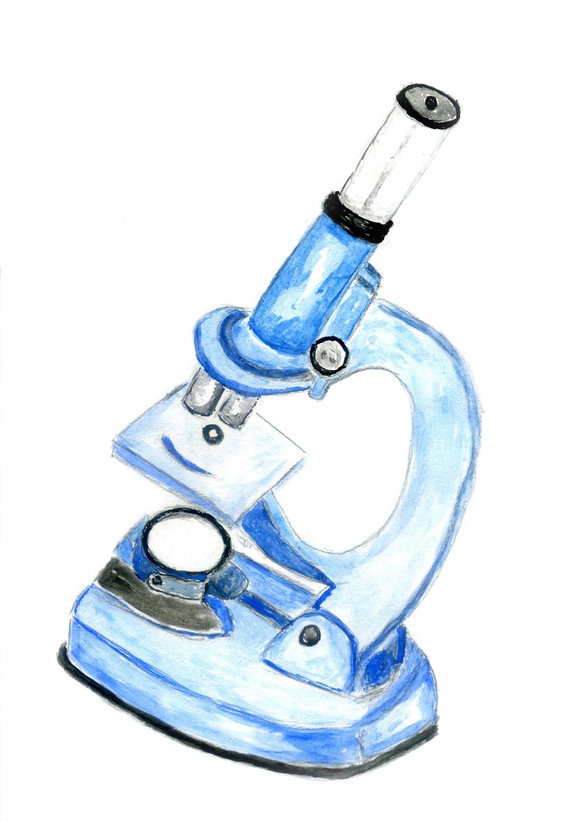 'Painted blue microscope' Poster, picture, metal print, paint by ...