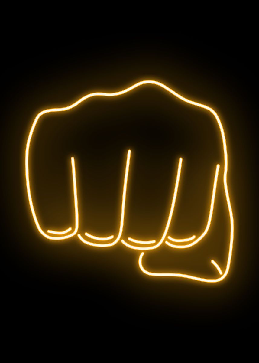 'Fist Bump Neon Sign' Poster, picture, metal print, paint by Josh B ...