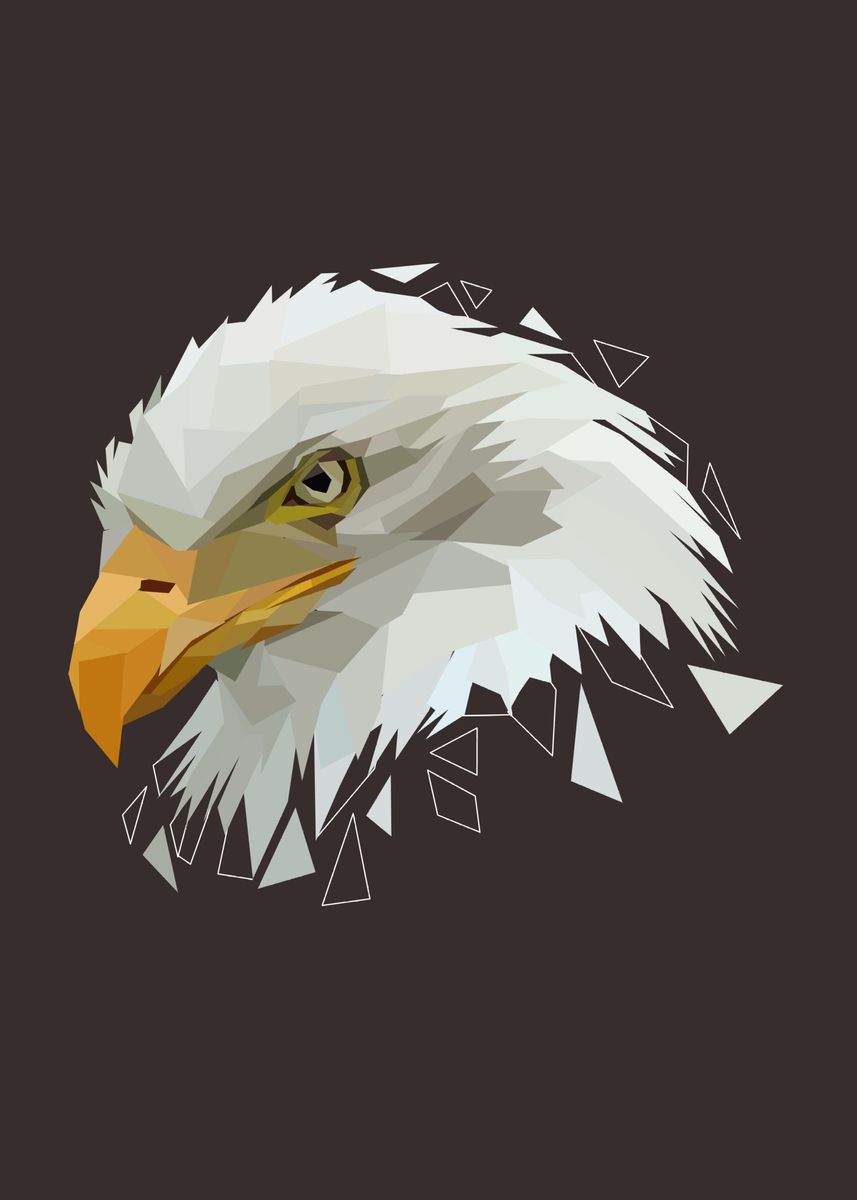 'eagle with low poly art' Poster, picture, metal print, paint by Assafa ...