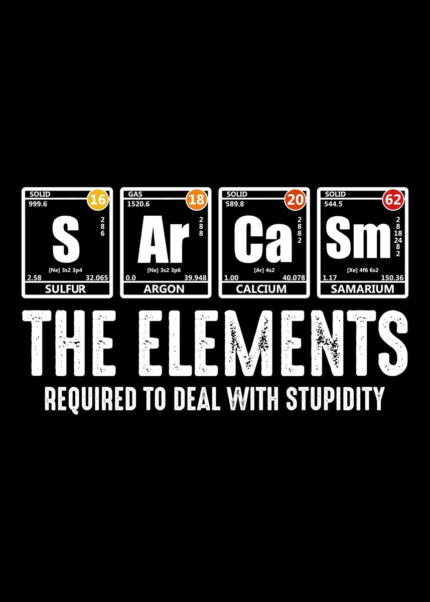 'Sarcasm Periodic Table Ele' Poster by Changwon Chung | Displate