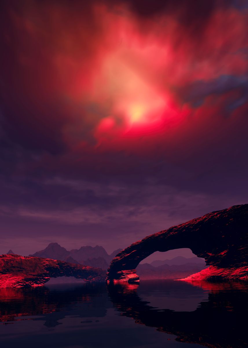 'Red Sky' Poster, picture, metal print, paint by aestevez | Displate