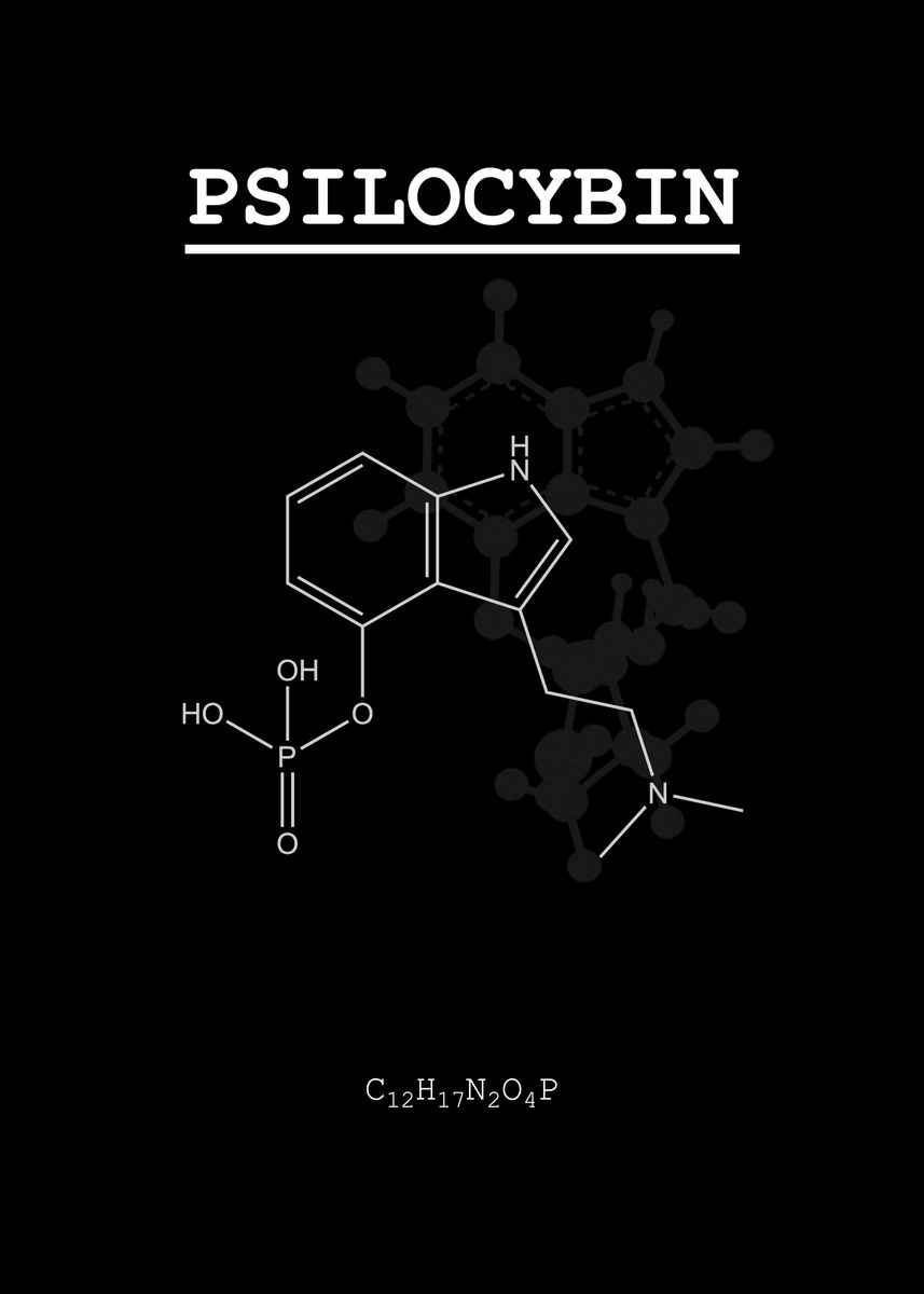 'Psilocybin' Poster, picture, metal print, paint by ChemECool | Displate