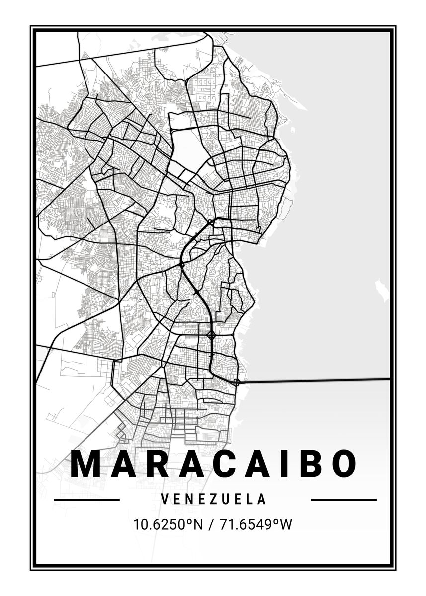 'Maracaibo Light City Map' Poster, picture, metal print, paint by Tien ...