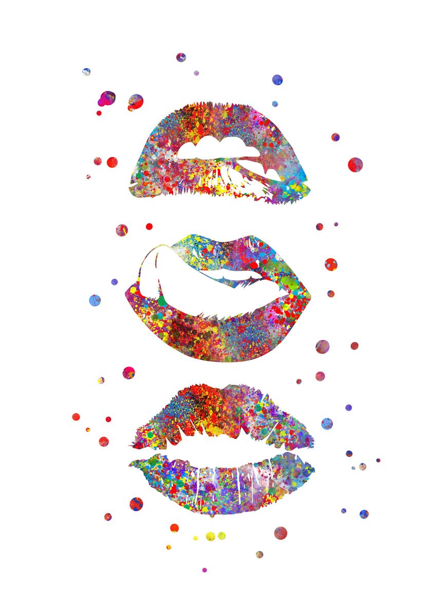 'Lips ' Poster, picture, metal print, paint by RosaliasArt | Displate