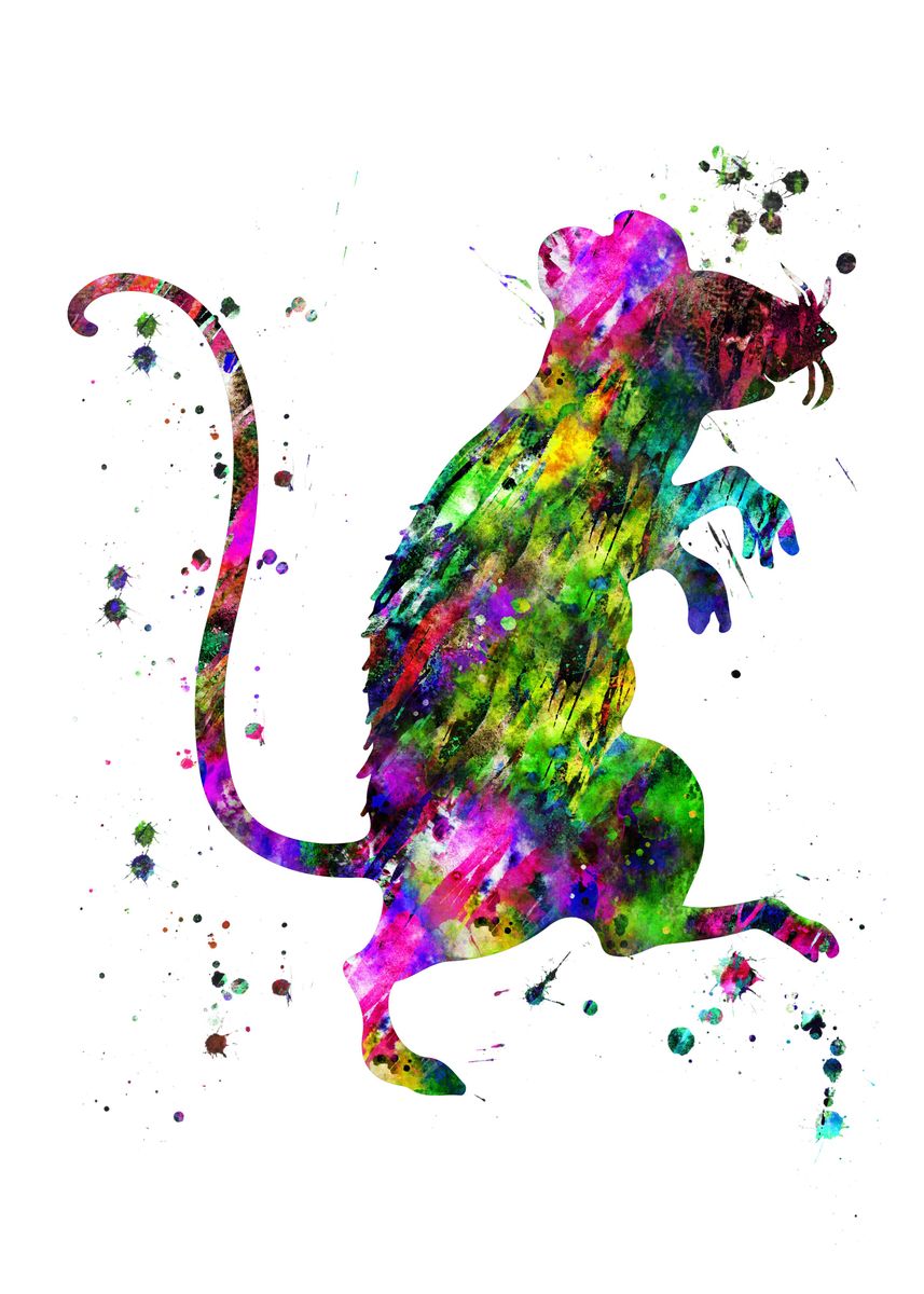 'Rat' Poster, picture, metal print, paint by RosaliasArt | Displate